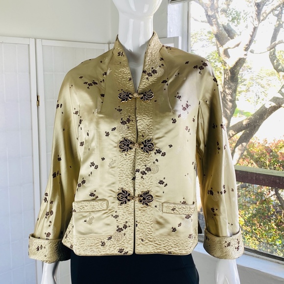 Vintage | Jackets & Coats | Vintage Gold Silk Brocade Cocktail Jacket 4 ...
